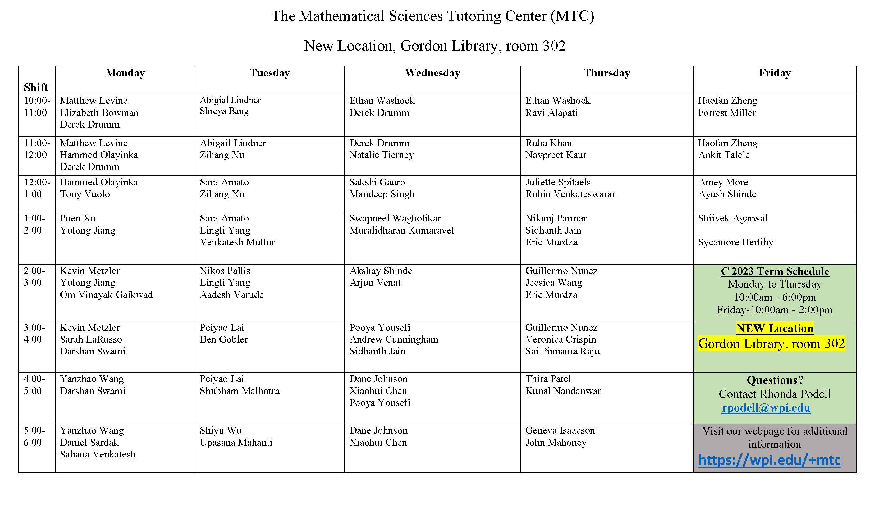 Math Tutoring Center (MTC) | Worcester Polytechnic Institute
