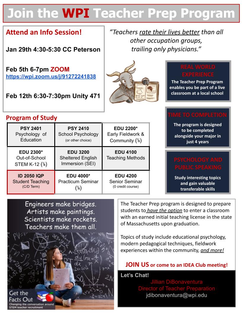 Undergrad Teacher Prep Program | Worcester Polytechnic Institute