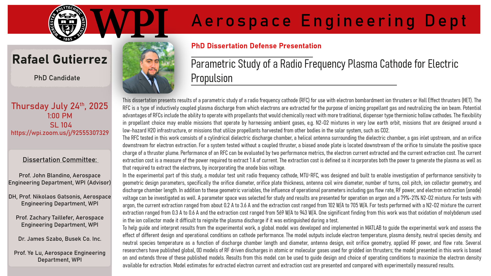 Aerospace Engineering Dept. PhD Dissertation Defense - Rafael Gutierrez ...
